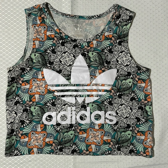 adidas | Tops | Adidas Fun Tropical Animal Print Zebras Parrots Fish In ...